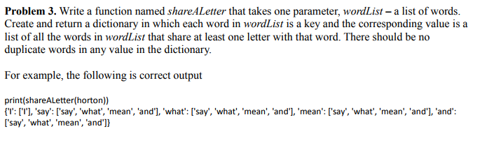 Solved Problem 3 Write A Function Named Sharealetter That