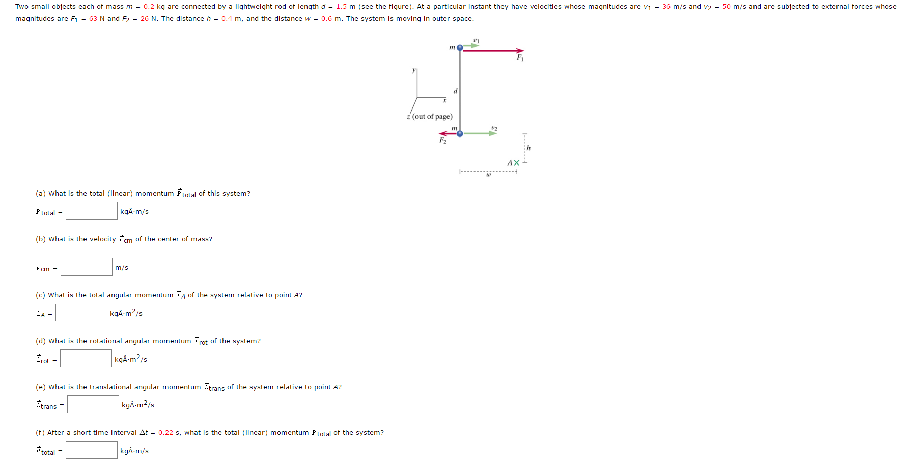 Solved Two small objects each of mass m = 0.2 kg are | Chegg.com