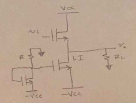 Solved A source-follower circuit using NMOS transistors is | Chegg.com