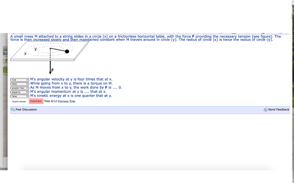 Solved A small mass M attached to a string slides in a | Chegg.com