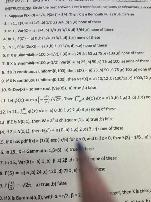 Solved Circle the best answer. Test is open book, no notes | Chegg.com