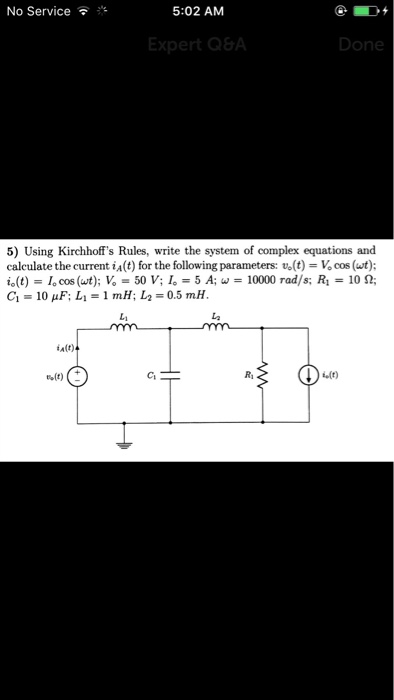 Solved Using Kirchhoff's Rules, write the system of complex | Chegg.com