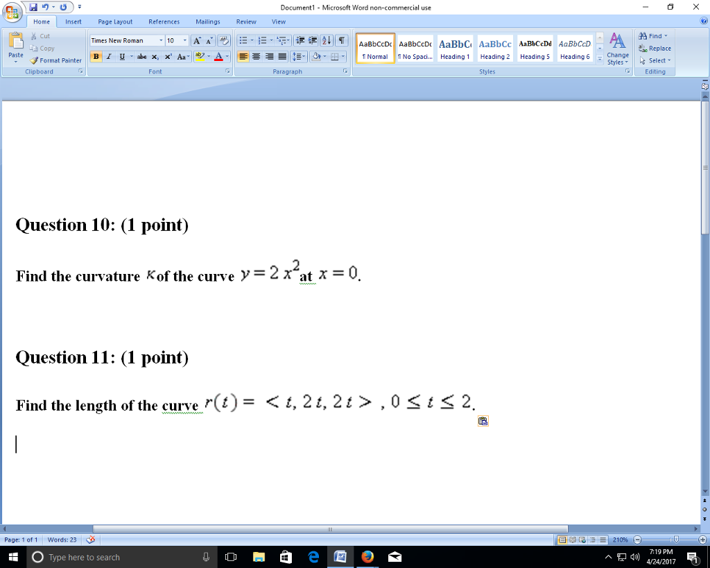 Solved Find the curvature kappa of the curve y = 2x^2 at x = | Chegg.com