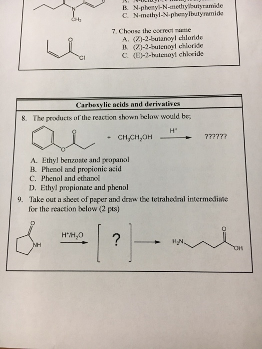 Solved Carboxylic acids and derivatives 1. Which of the | Chegg.com