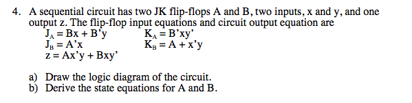 Solved A sequential circuit has two JK flip-flops A and B, | Chegg.com