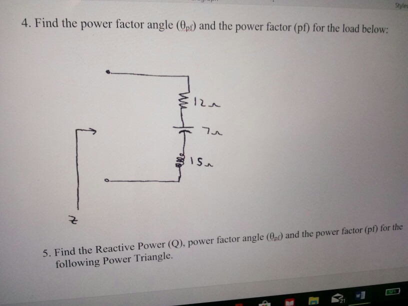 Solved PROBLEMS 1. Compute the power factor, when the power | Chegg.com