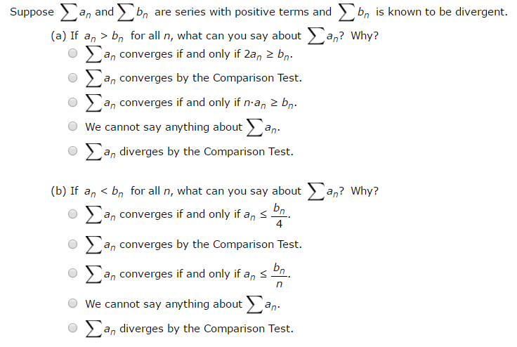 Solved Suppose an and bin are series with positive terms and | Chegg.com