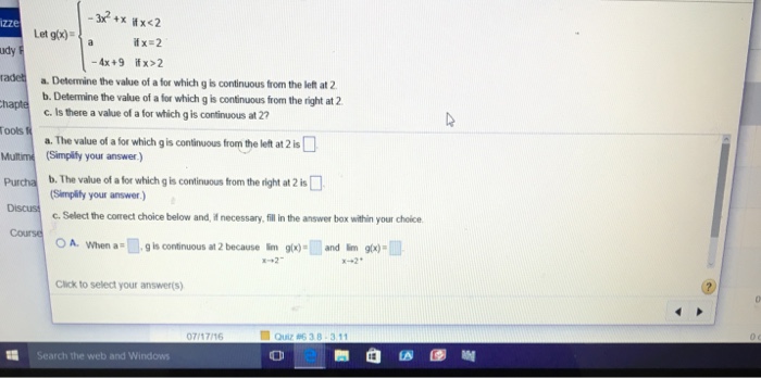 Solved Let g(x) = {-3x^2 + x if x