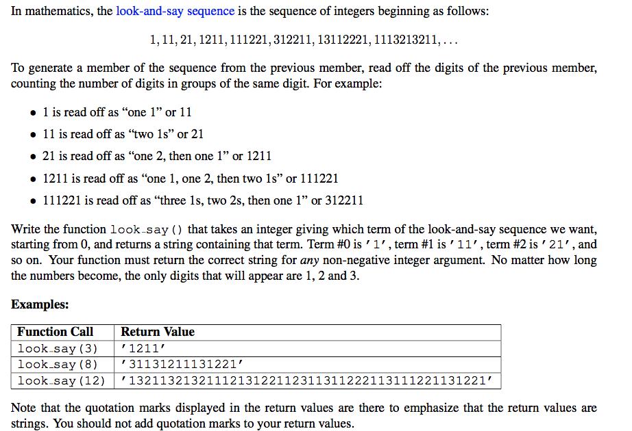 Solved In mathematics, the look-and-say sequence is the | Chegg.com
