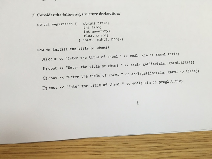 Solved Consider The Following Structure Declaration Struct