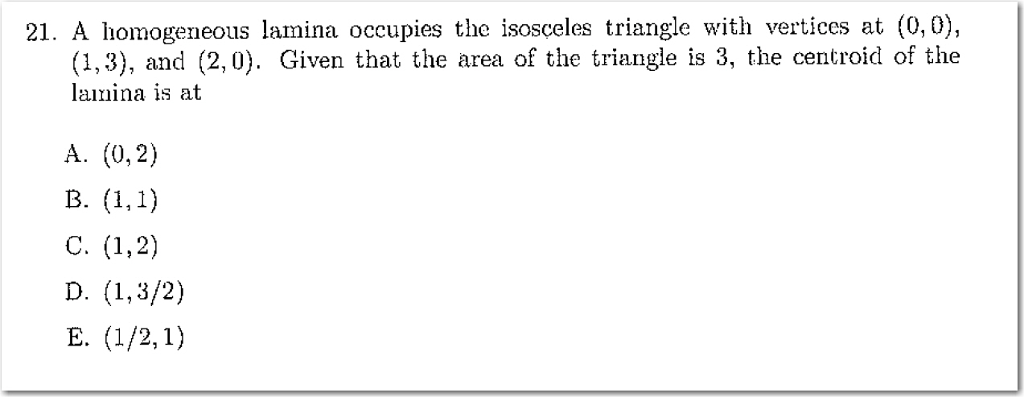 Solved A homogeneous lamina occupies the isosceles triangle | Chegg.com