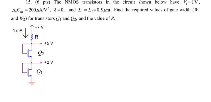 Solved The NMOS transistors in the circuit shown below have | Chegg.com