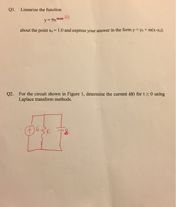 Solved Q1. Linearize the function about the point xo- 1.0 | Chegg.com