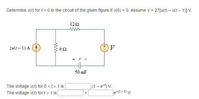 Solved Determine v(t) for t > 0 in the circuit of the given | Chegg.com