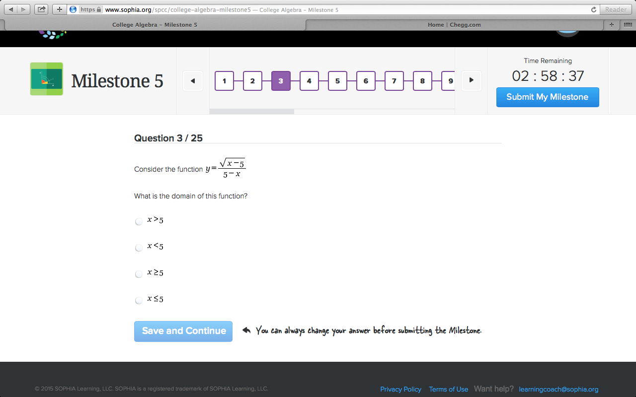 Solved Consider the function y = x -5/5 -x What is the | Chegg.com