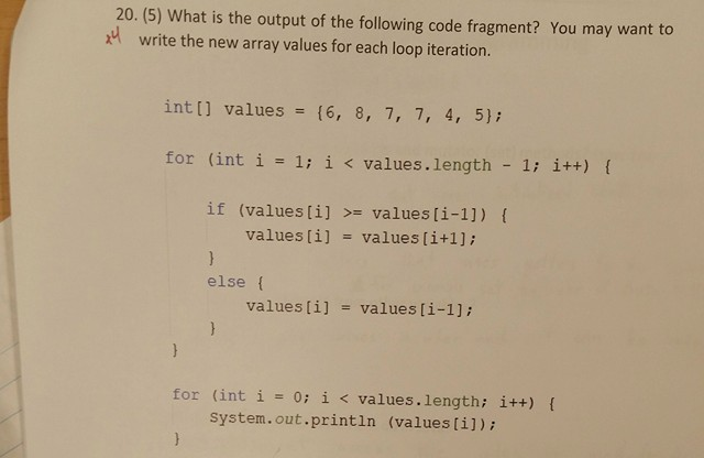 Solved 20. (5) What is the output of the following code | Chegg.com