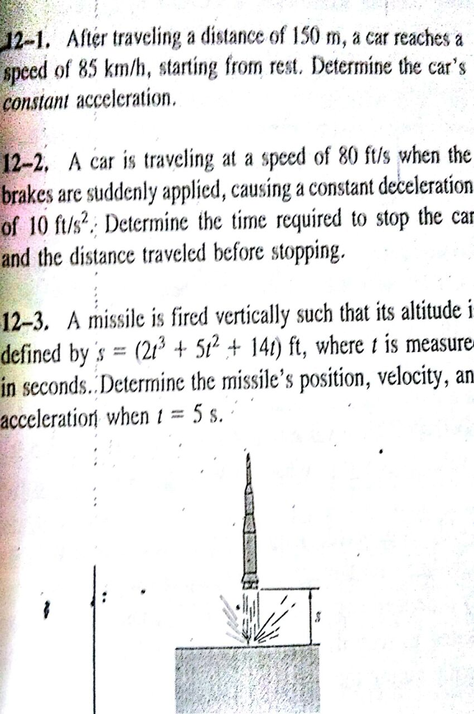 Solved 12-1, After traveling a distance of 150 m, a car | Chegg.com