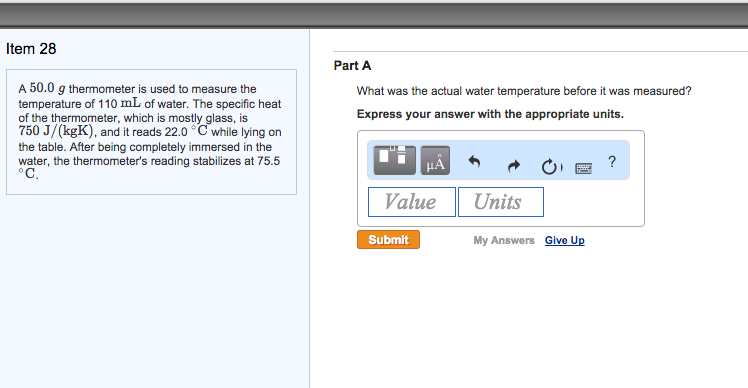 Solved A 50.0 g thermometer is used to measure the | Chegg.com