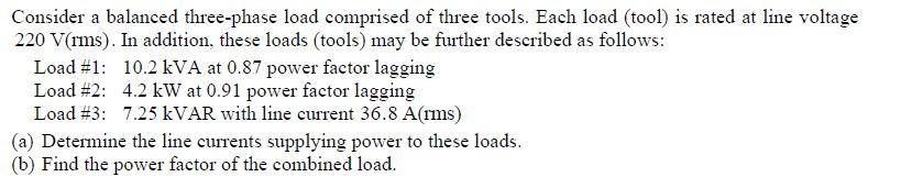 Solved Consider a balanced three-phase load comprised of | Chegg.com