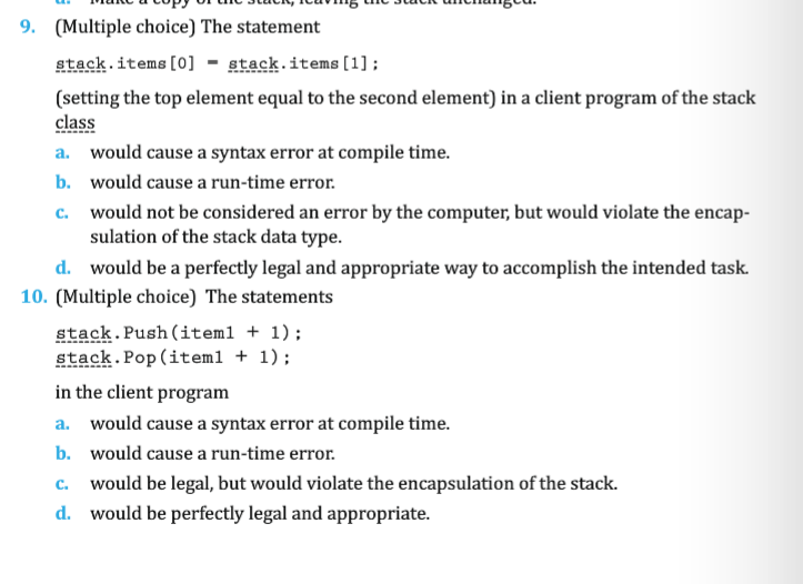 Solved The statement stack.items[0] = stack.items[1]; | Chegg.com