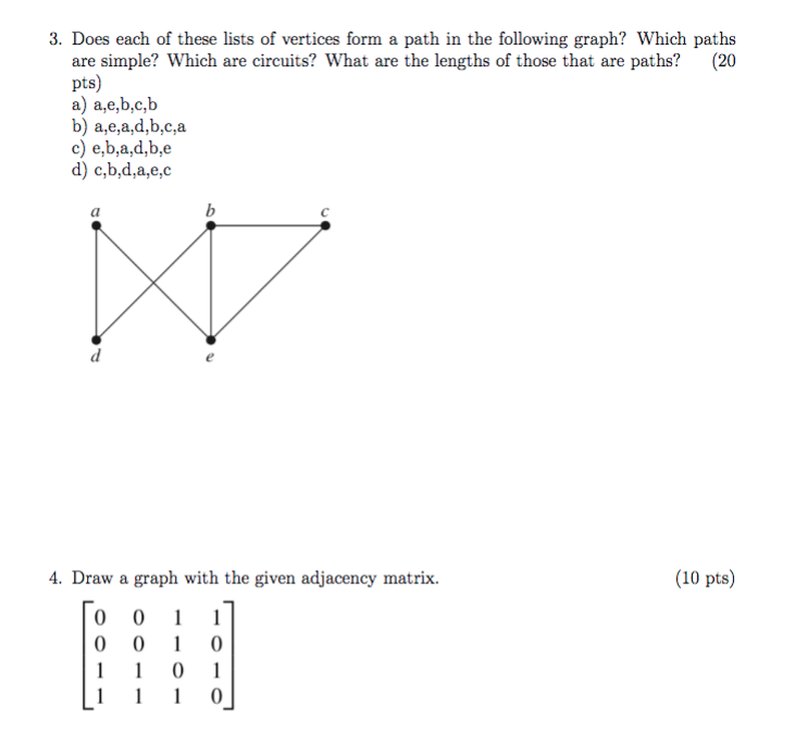 Solved 3. Does each of these lists of vertices form a path | Chegg.com
