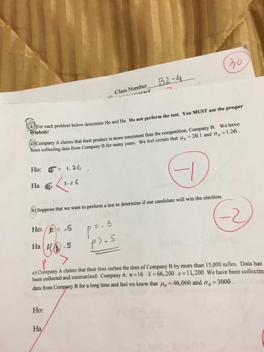Solved For each problem below determine H0 and Ha. Do not | Chegg.com