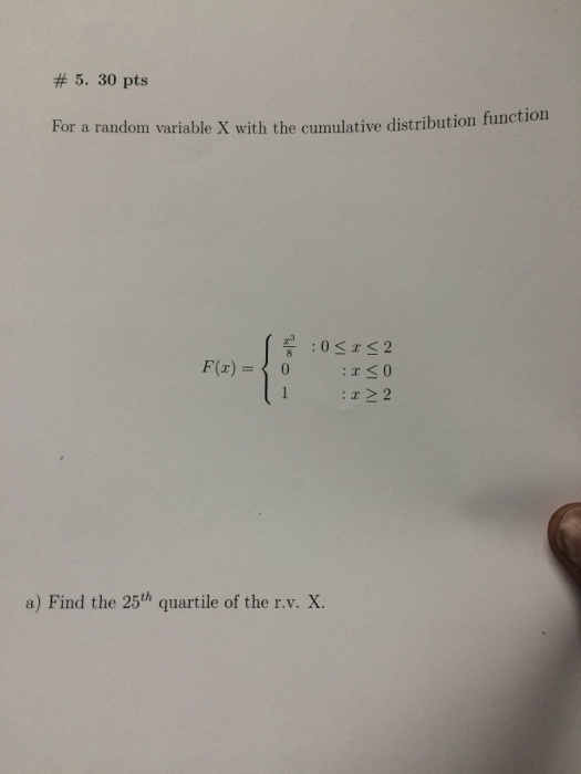 Solved For a random variable X with the cumulative | Chegg.com