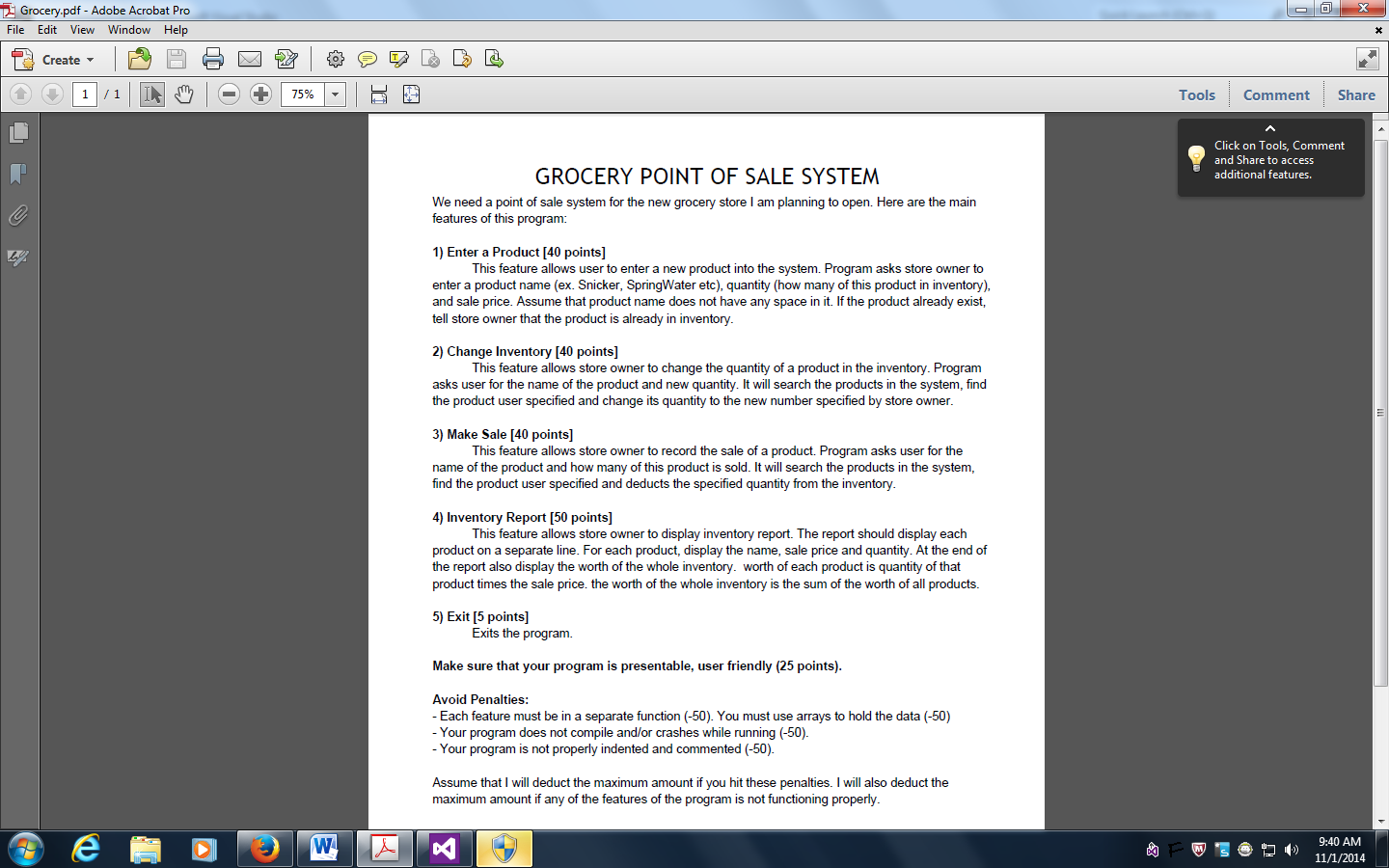 Solved GROCERY POINT OF SALE SYSTEM We need a point of sale | Chegg.com