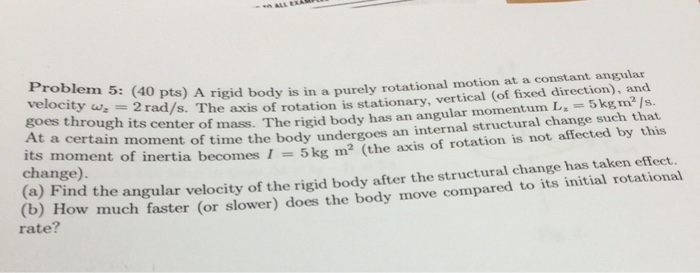 Solved A rigid body is in a purely rotational motion at a | Chegg.com