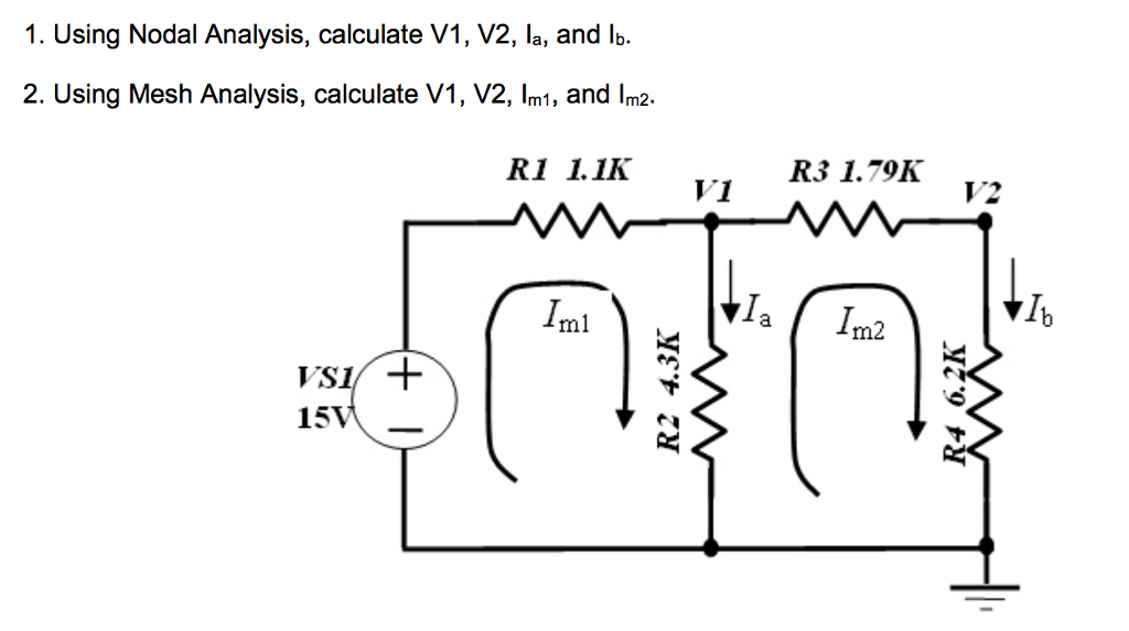 Solved 1. Using Nodal Analysis, calculate V1, V2, la, and lb | Chegg.com
