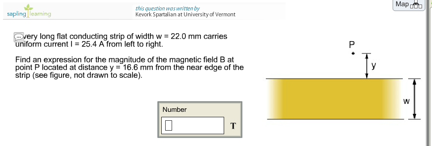Solved Very long flat conducting strip of width w = 22.0 mm | Chegg.com