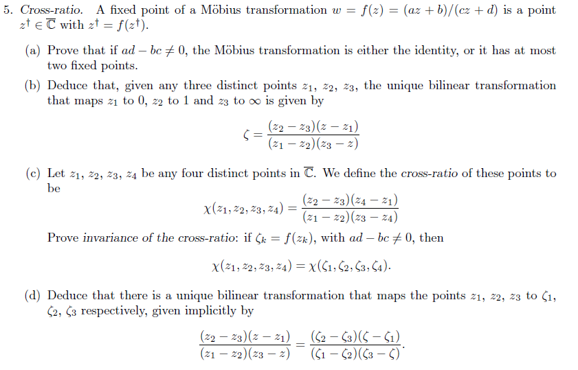 Solved A fixed point of a Mobius transformation w = f(z) = | Chegg.com