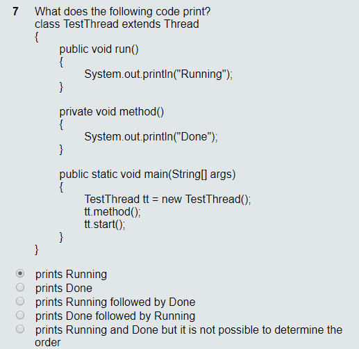 Solved 7 What does the following code print? class | Chegg.com