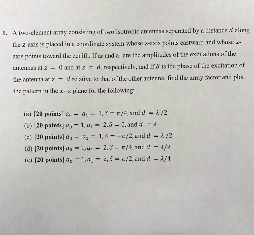 Solved A two-element array consisting of two isotropic | Chegg.com