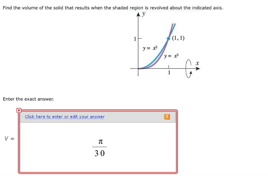 Solved Find the volume of the solid that results when the | Chegg.com