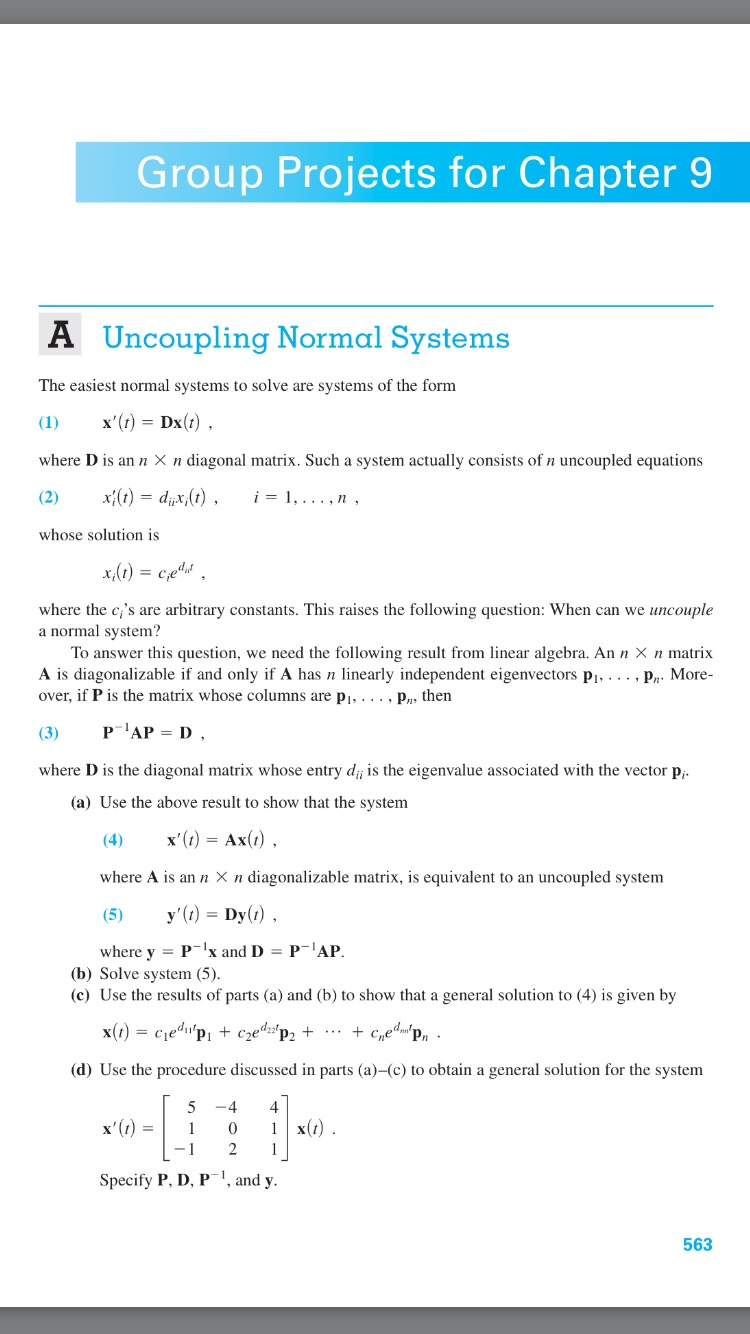 Solved Project A help needed. A Uncoupling Normal Systems | Chegg.com