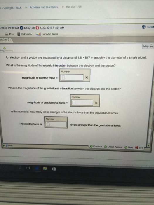 Solved An Electron And A Proton Are Separated By A Distance