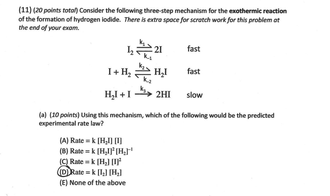 Solved Consider the following three-step mechanism for the | Chegg.com
