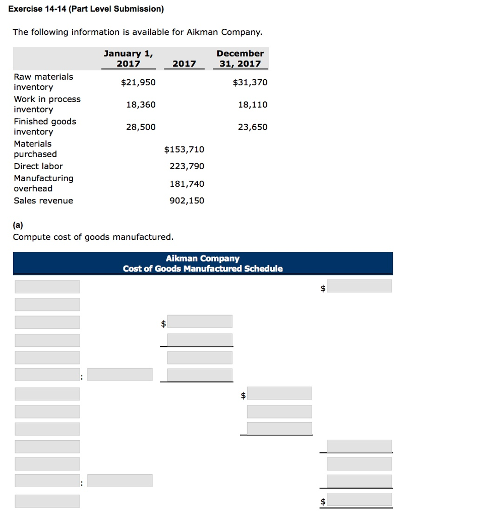 Solved Exercise 14-14 (Part Level Submission) The following | Chegg.com