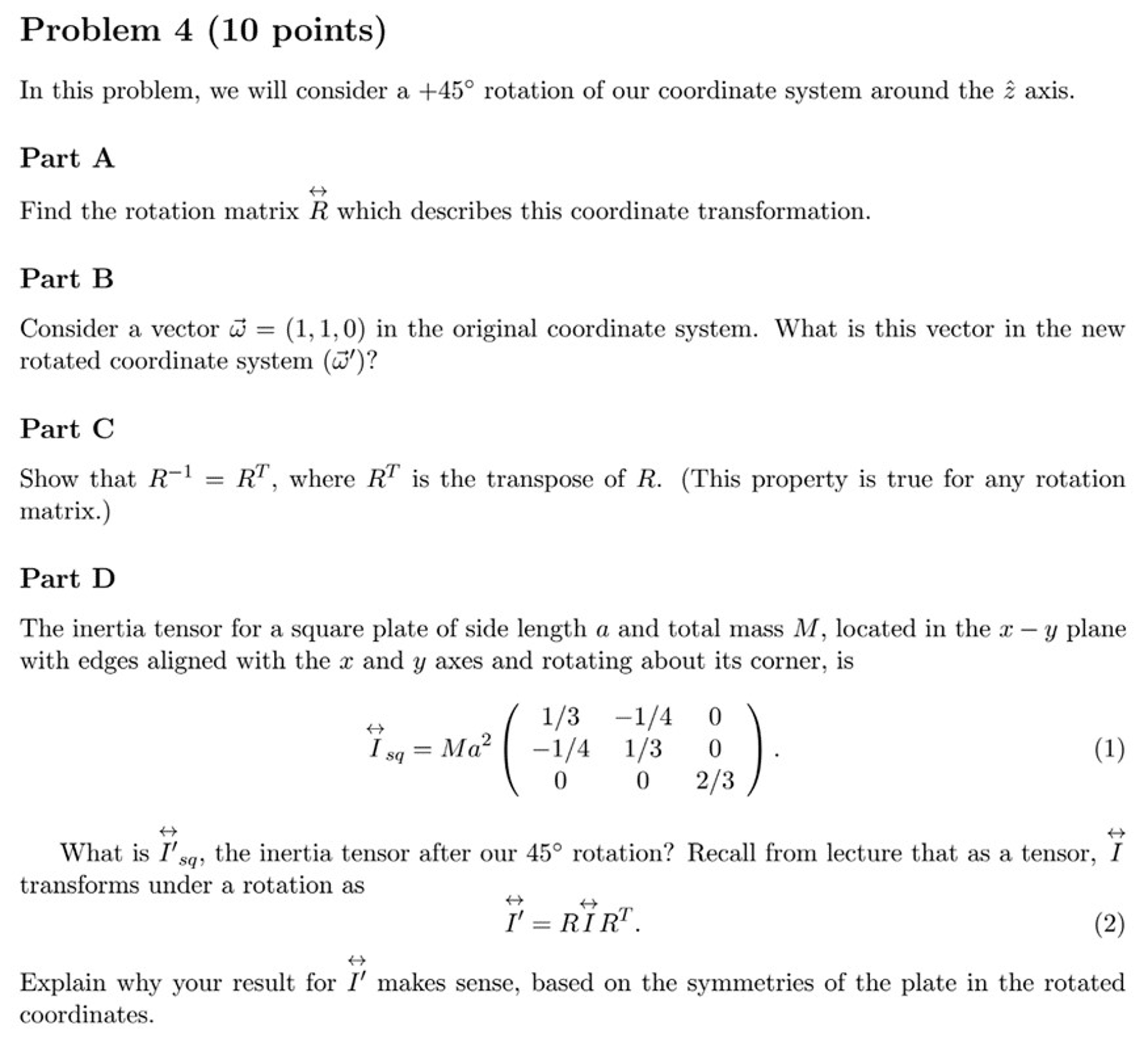 In this problem, we will consider a +45 degree | Chegg.com