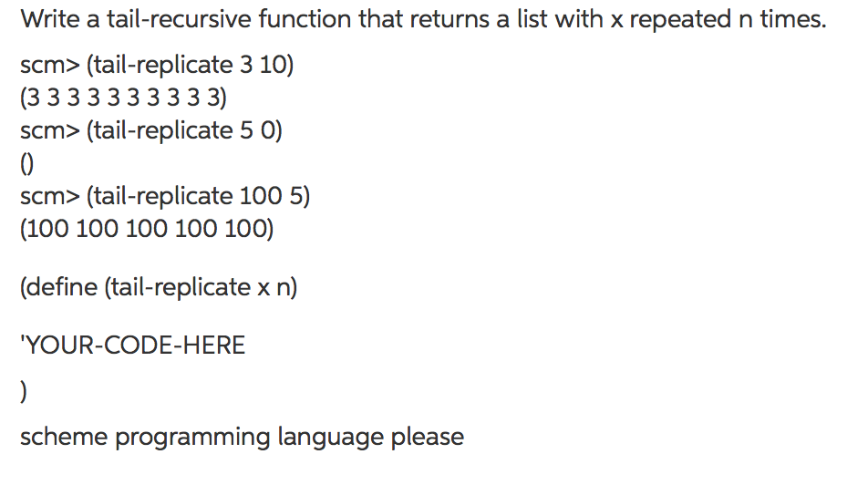 Write A Tail Recursive Function That Returns A List 9730