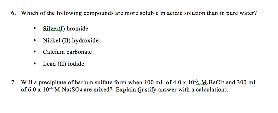Solved 5. Calculate the molar solubility of lead (II | Chegg.com