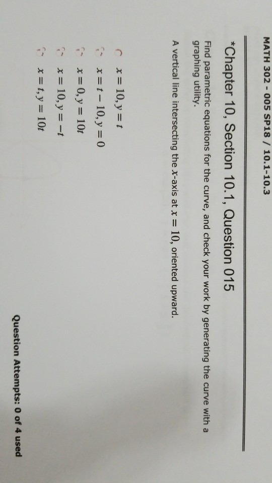 Solved MATH 302-005 SP18 10.1-10.3 *Chapter 10, Section | Chegg.com