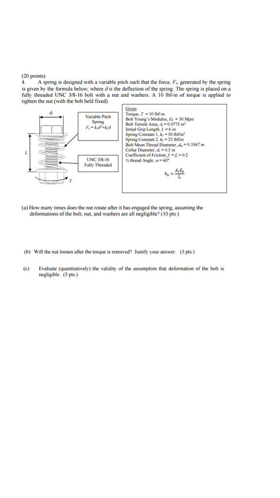 Solved A spring is designed with a variable pitch such that | Chegg.com