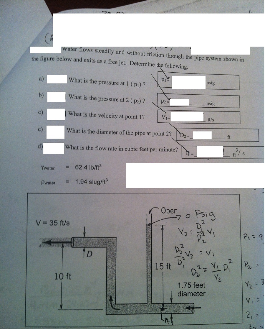 Water flows steadily and without friction through the | Chegg.com