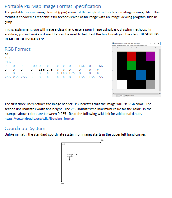 Portable Pix Map lmage Format Specification The | Chegg.com