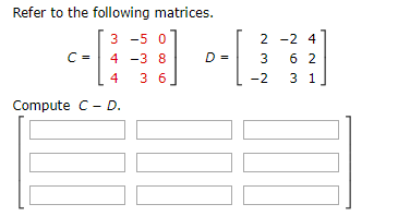 Solved Refer to the following matrices. ー 1 D=1 3 -5 0 4 -3 | Chegg.com