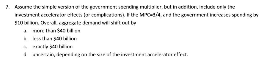 Solved Assume the simple version of the government spending | Chegg.com