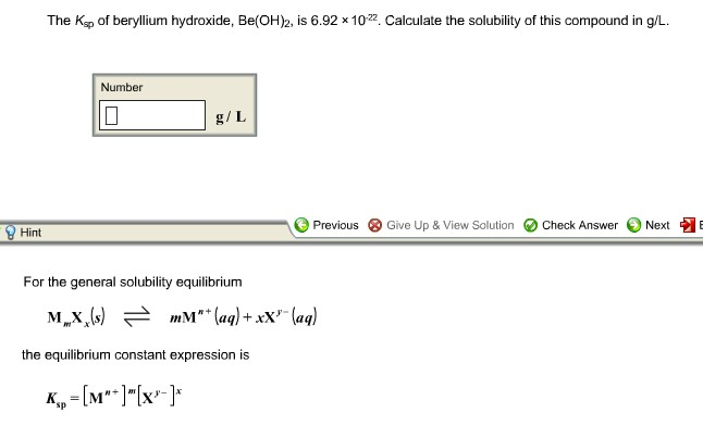 Solved The K_sp of beryllium hydroxide, Be(OH)_2, is 6.92 | Chegg.com