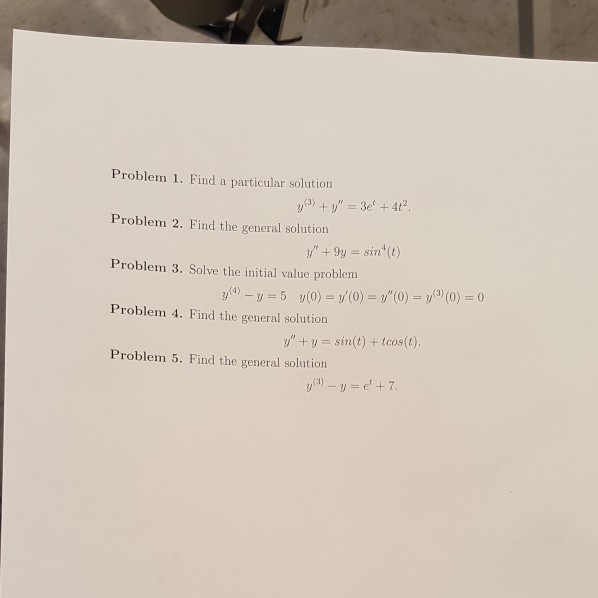 Solved Problem 1. Find a particular solution Problem 2. Find | Chegg.com